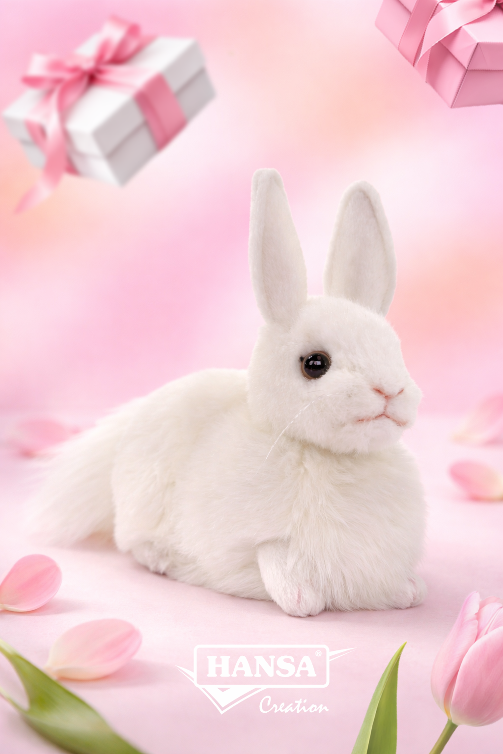 Реалистичная мягкая игрушка Hansa Creation, 2832 Кролик, белый, 17 см