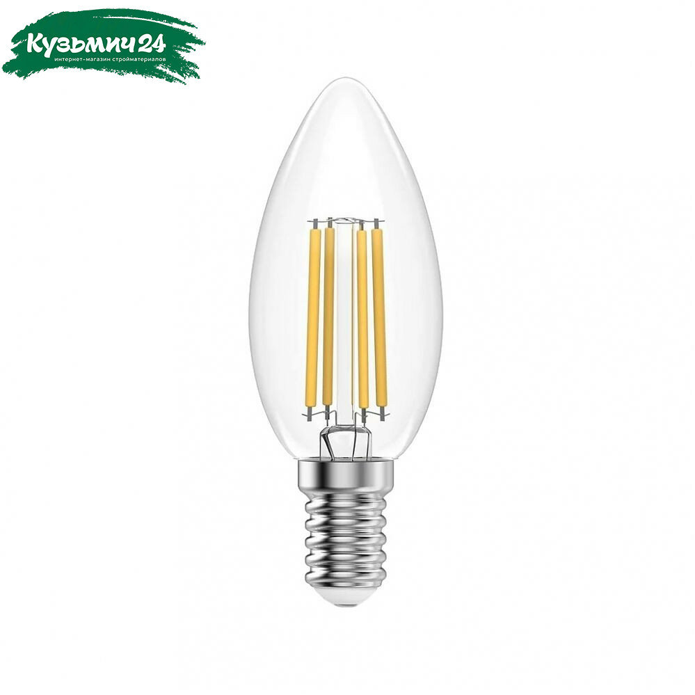 Лампа светодиодная филаментная Gauss Filament Elementary Свеча 32128, 8Вт, Е14, 4100К, нейтральный белый свет