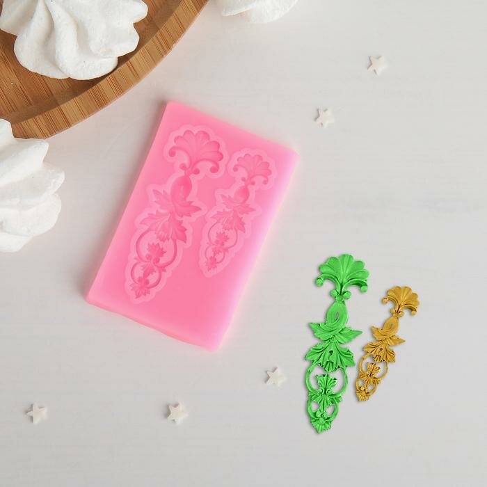 Молд силиконовый для шоколада, воска, мыла, гипса и эпоксидной смолы 'Цветочный узор', 7,7*5*0,5 см, Арт Узор