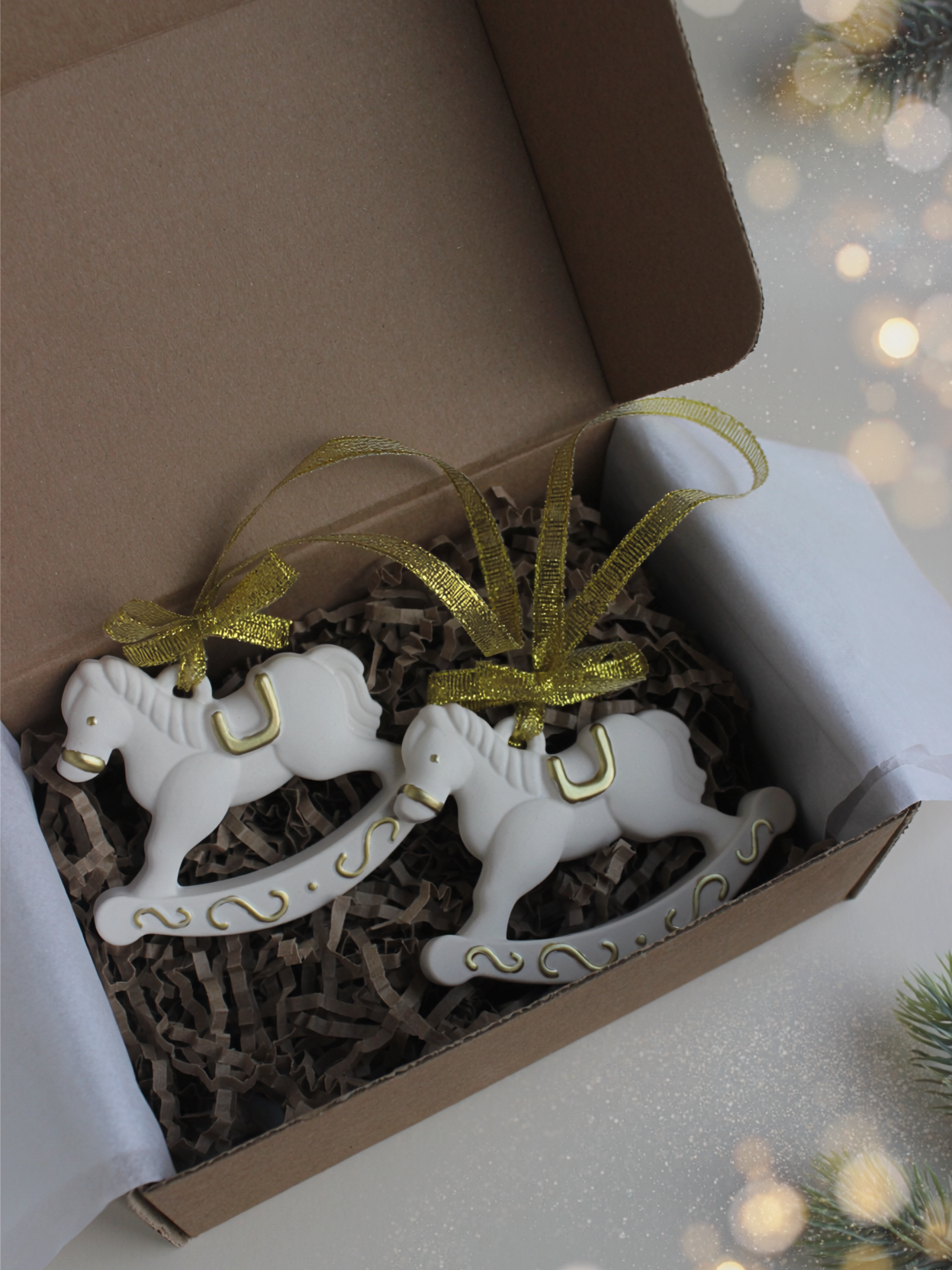 Новогодние ёлочные игрушки "Лошадки" 2 шт