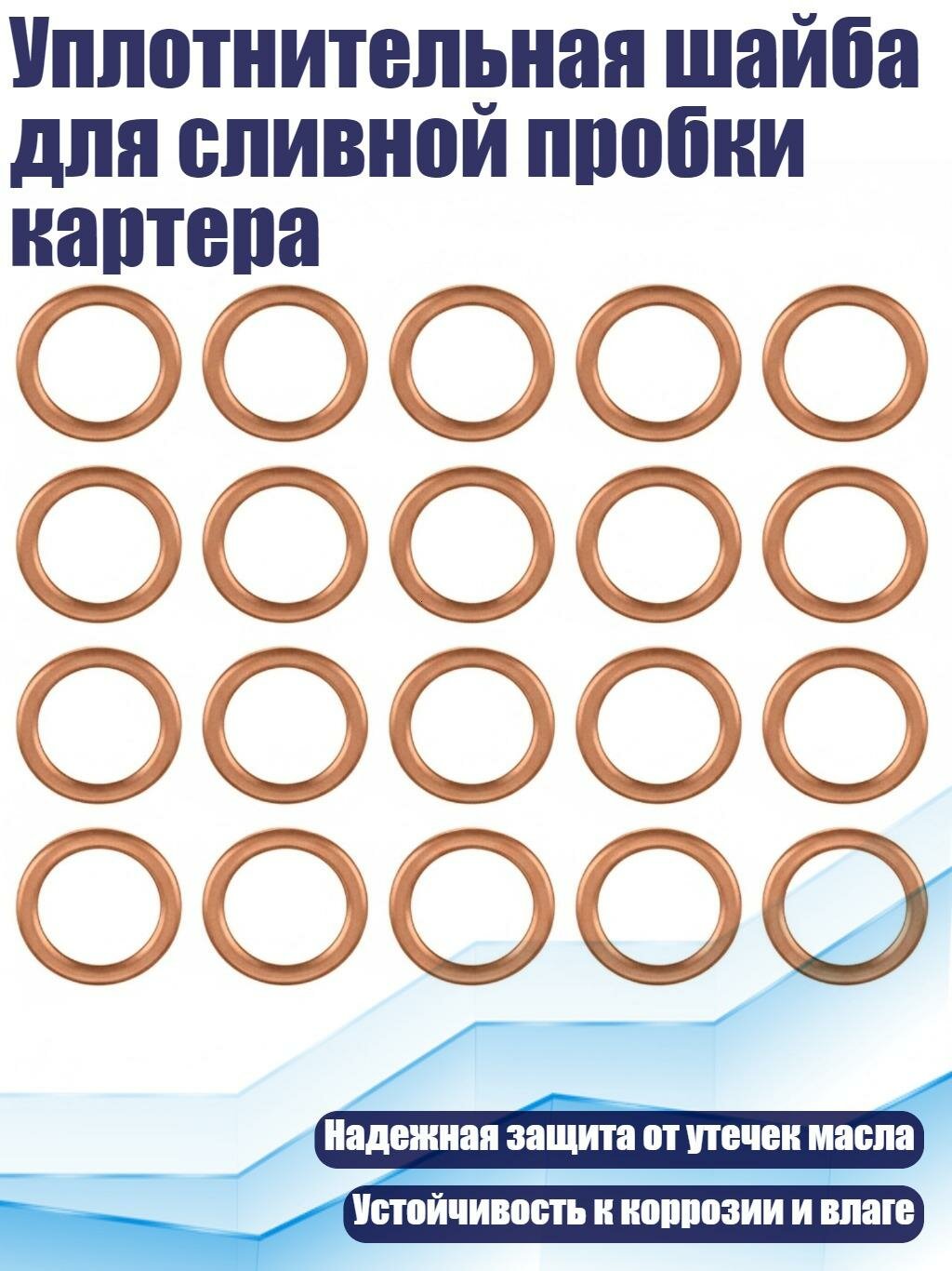 Уплотнительная шайба для сливной пробки картера, медная накладка