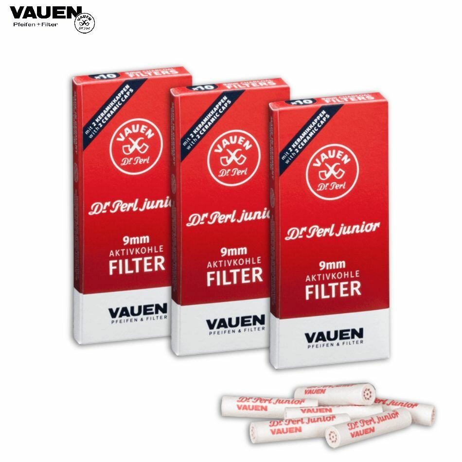 Фильтры для трубок Vauen угольные 9mm (30шт) 3 пачки германия