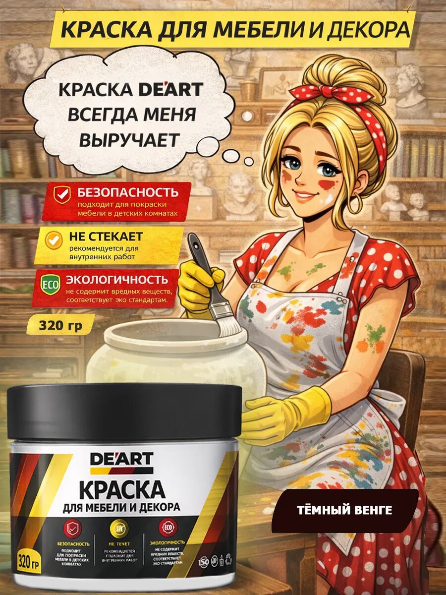 Краска для мебели меловая темный венге