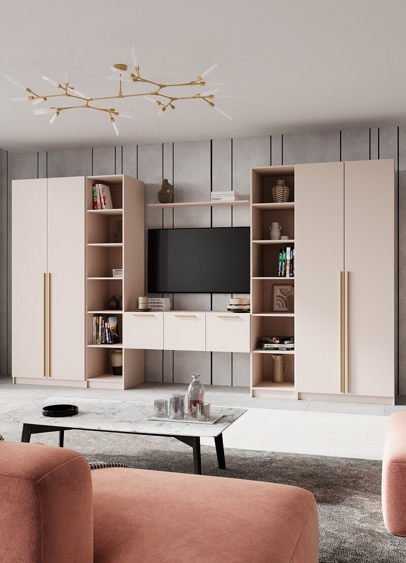 Стенка МебельЛэнд24 Лорена Пакс - 16 Кашемир 360x50x210 бежевый