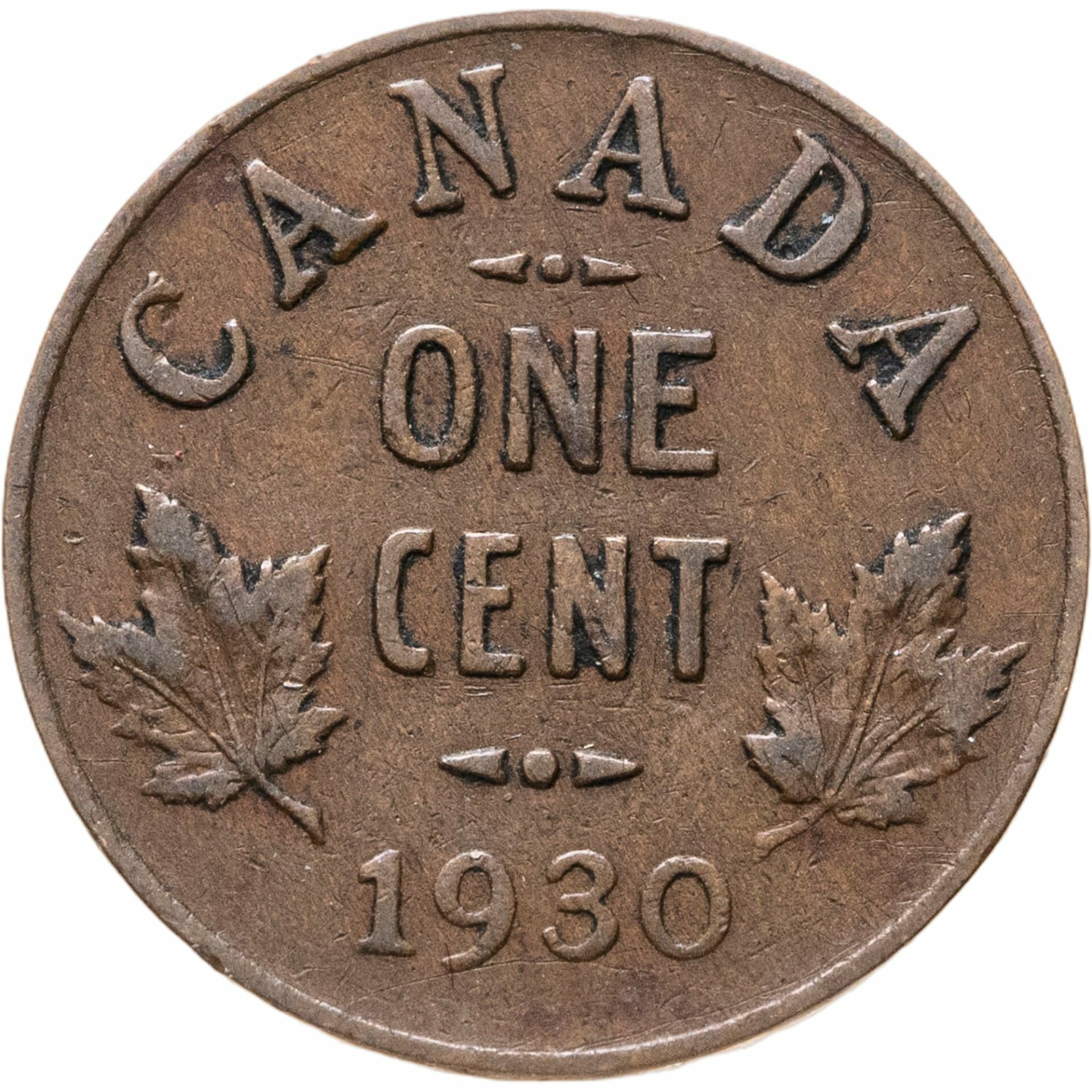 Канада 1 цент cent 1930, Бронза, в сохранности VF
