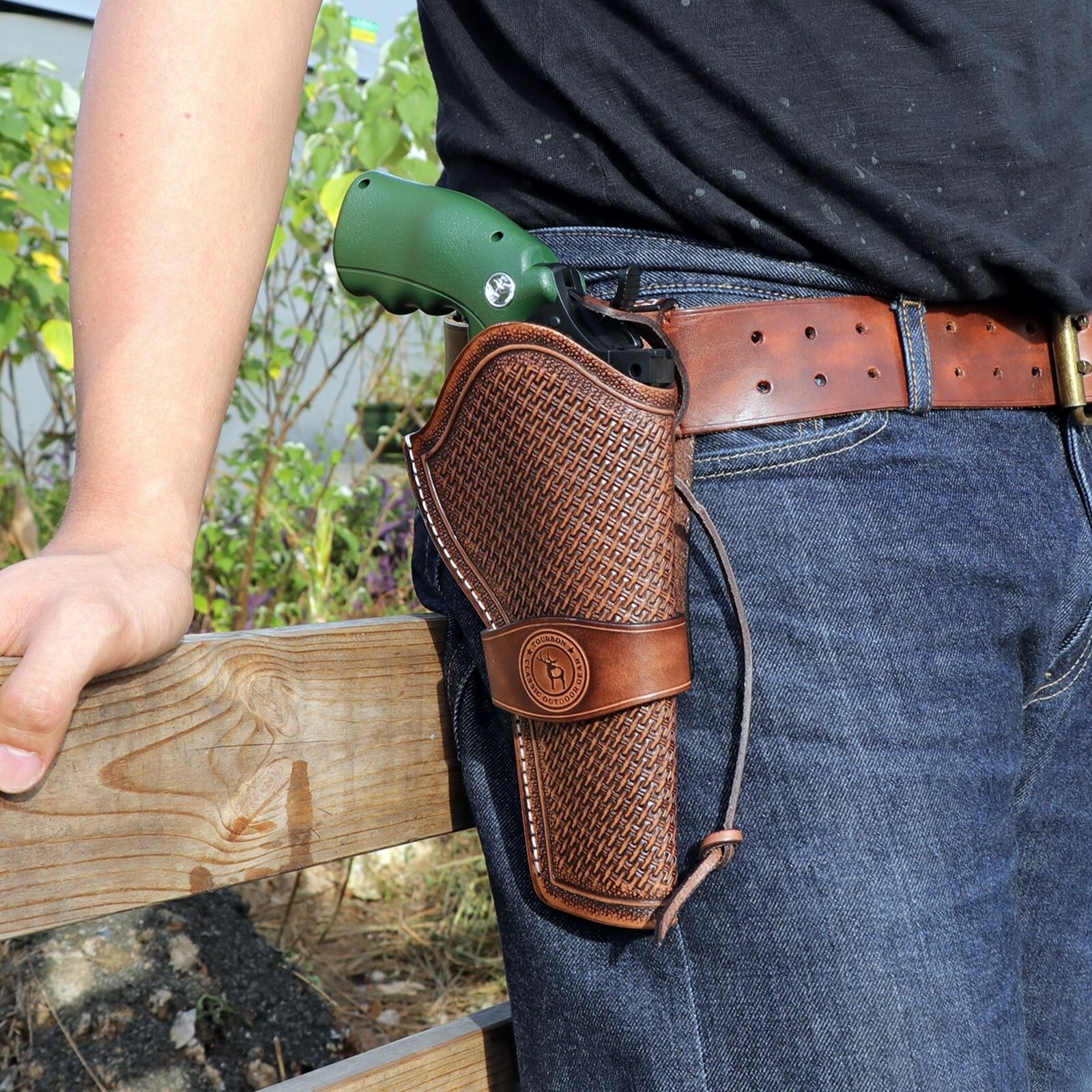TOURBON кожаная кобура для пистолета, держатель для ремня, кобура для пистолета с открытым верхом