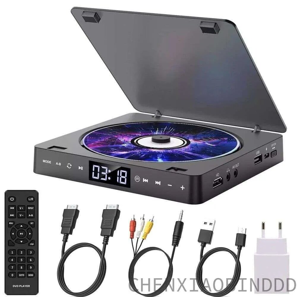 Портативный CD проигрыватель плеер с пультом управления WMA, CD, USB, MP3, Bluetooth, AVI, Домашний DVD-плеер высокой четкости