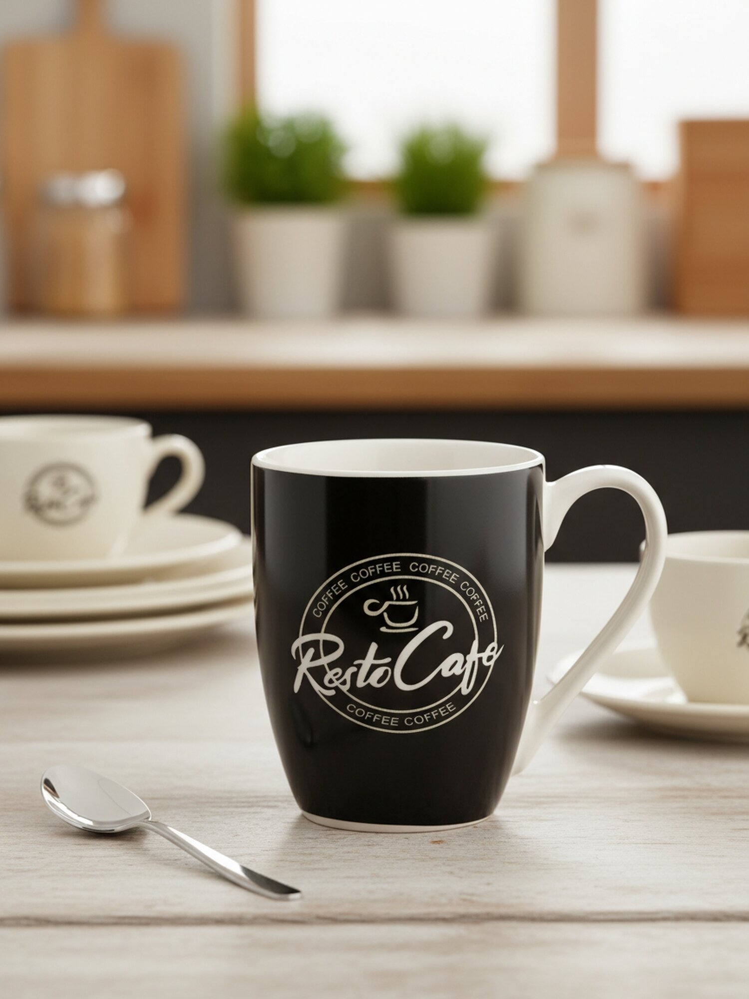 Кружка керамическая 360 мл Кофе гоу Y4-11309, стильная чашка для горячих напитков, подходит для СВЧ и посудомойки