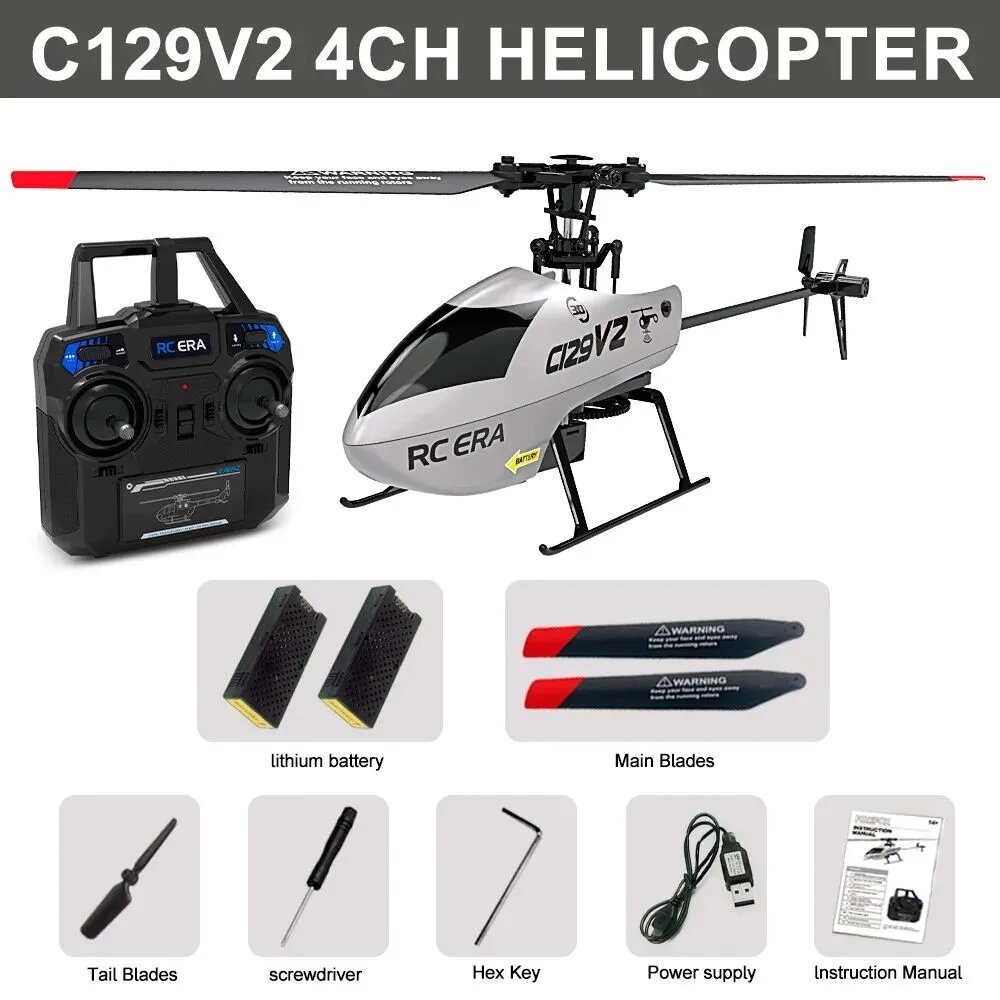 Вертолет RC ERA C129V2 4CH с двумя моторами, 15 минут полета, однокнопочный 3D переворот, симуляция контроля высоты, радиоуправляемый самолет