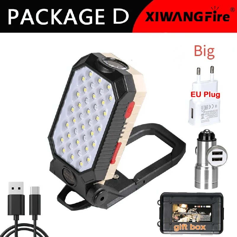 Фонарь магнитный водонепроницаемый 5W, 38SMD