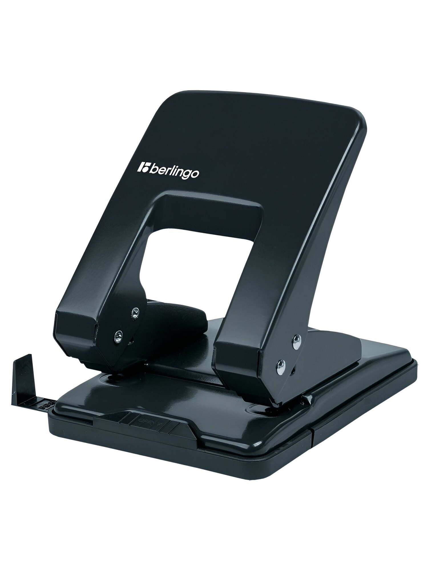 Дырокол Berlingo "Universal" 40л, металлический, черный, с линейкой