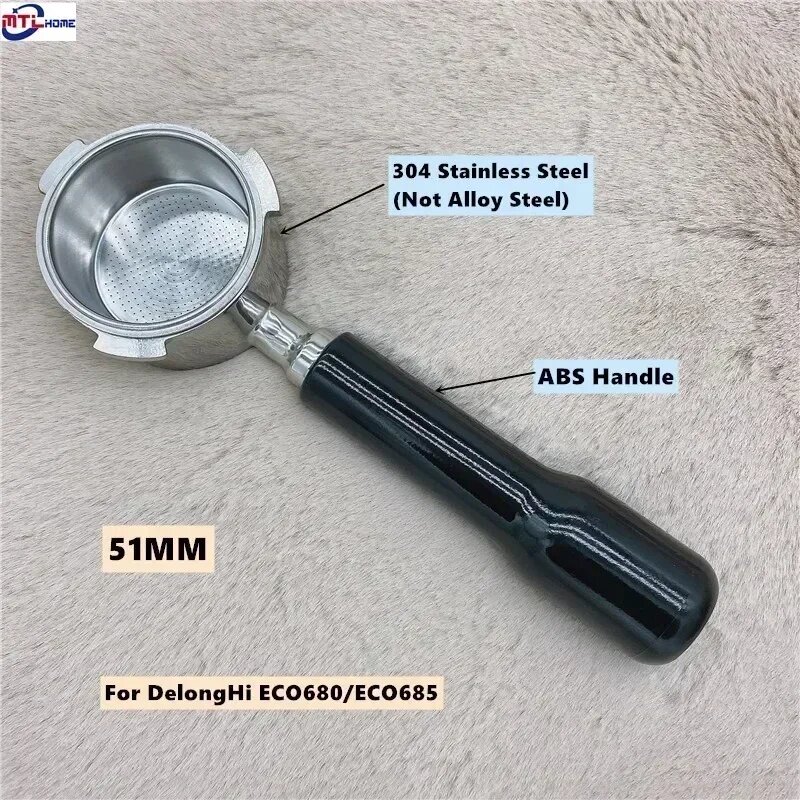 Портафильтр 51 мм для DeLonghi ECO680/ECO685, ABS handle, 3 nails