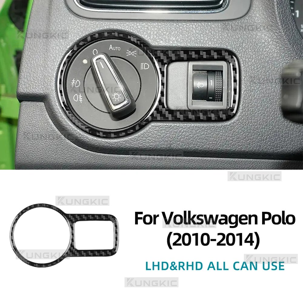 Наклейка для Volkswagen Polo VW MK5 6R 2010-2014 из настоящего мягкого карбона, накладка на переключатель фар, аксессуары для автомобиля