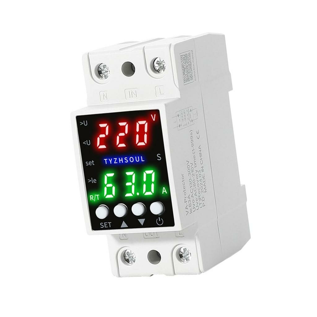 Интеллектуальное реле защиты от перенапряжения и пониженного напряжения, 63A