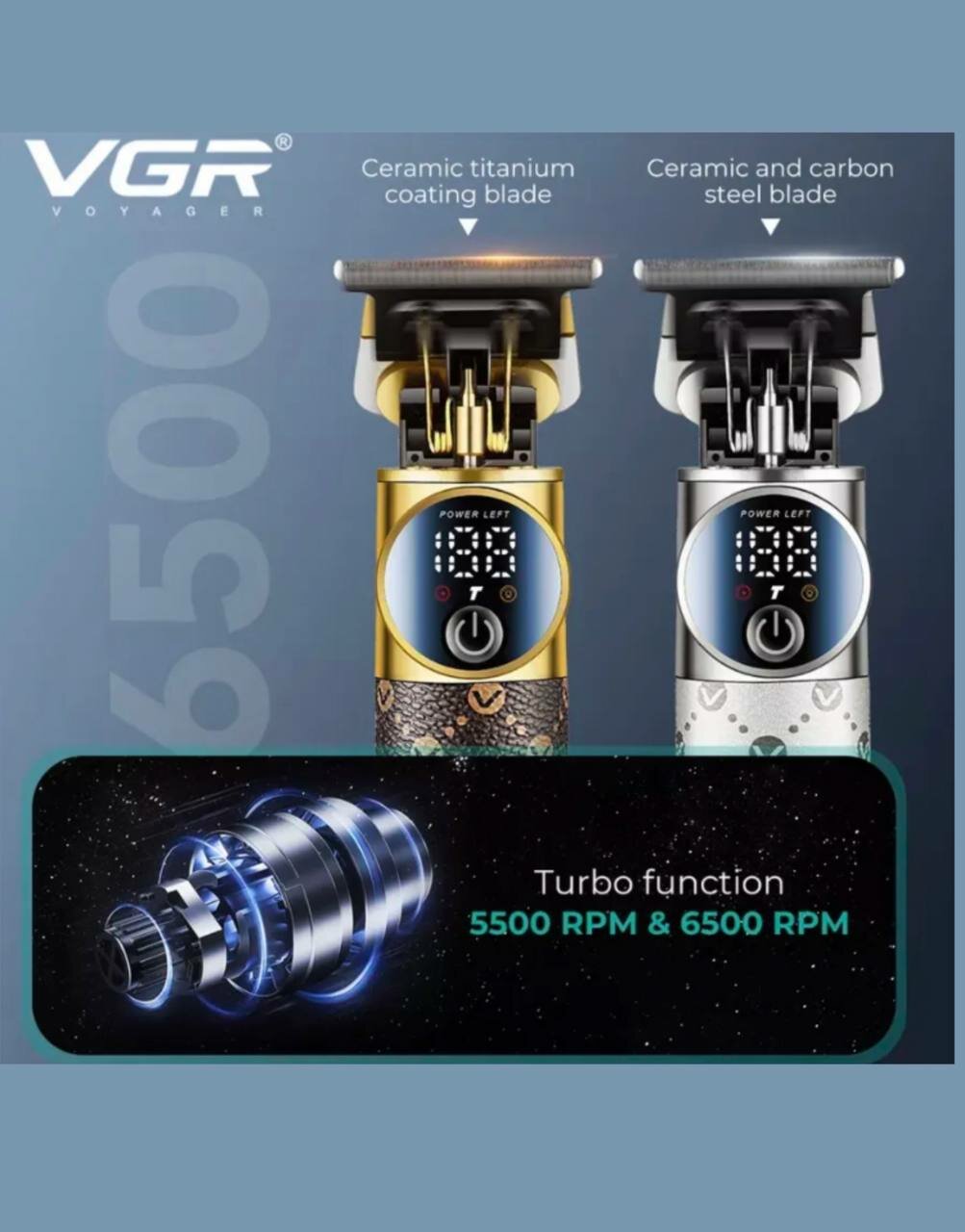 Триммер VGR V-942, для бороды, усов и тела, нержавеющая сталь, быстрая зарядка