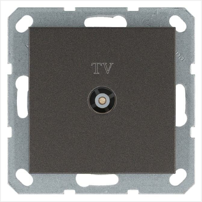 Розетка телевизионная оконечная TV Ф9.5мм механизм мокко Jasmart G6001Z
