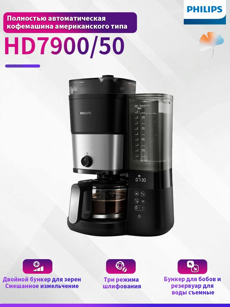 Philips HD7900 электрическая капельная кофеварка с керамической чашей