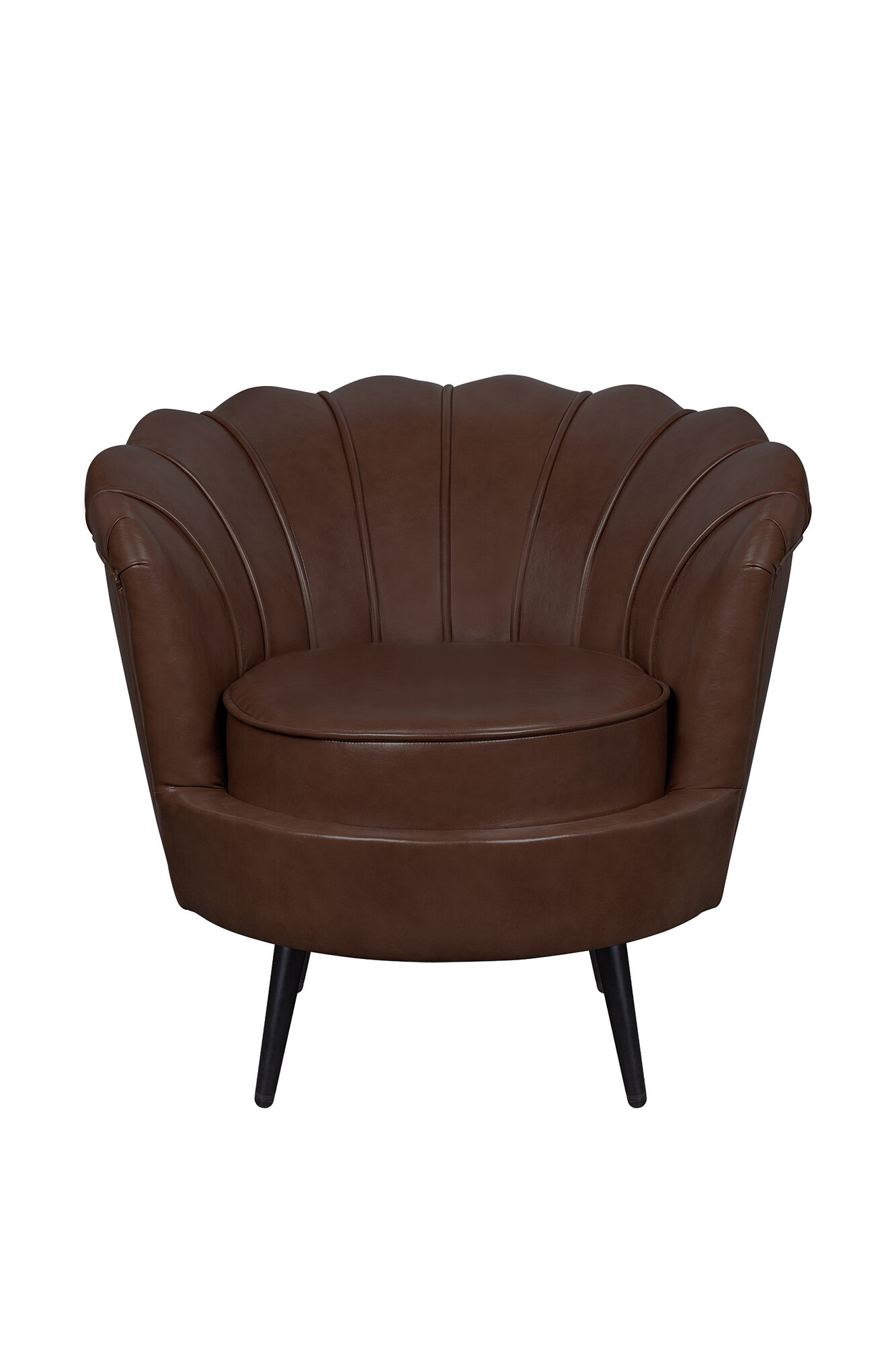 Кресло ракушка Mak-interior, Pearl Brown V2, дизайнерское для дома, коричневый кожзам, черные ножки