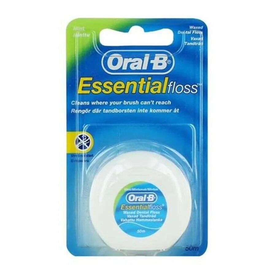 Зубная нить вощеная с мятой Oral-B Essential Floss для полости рта 50м