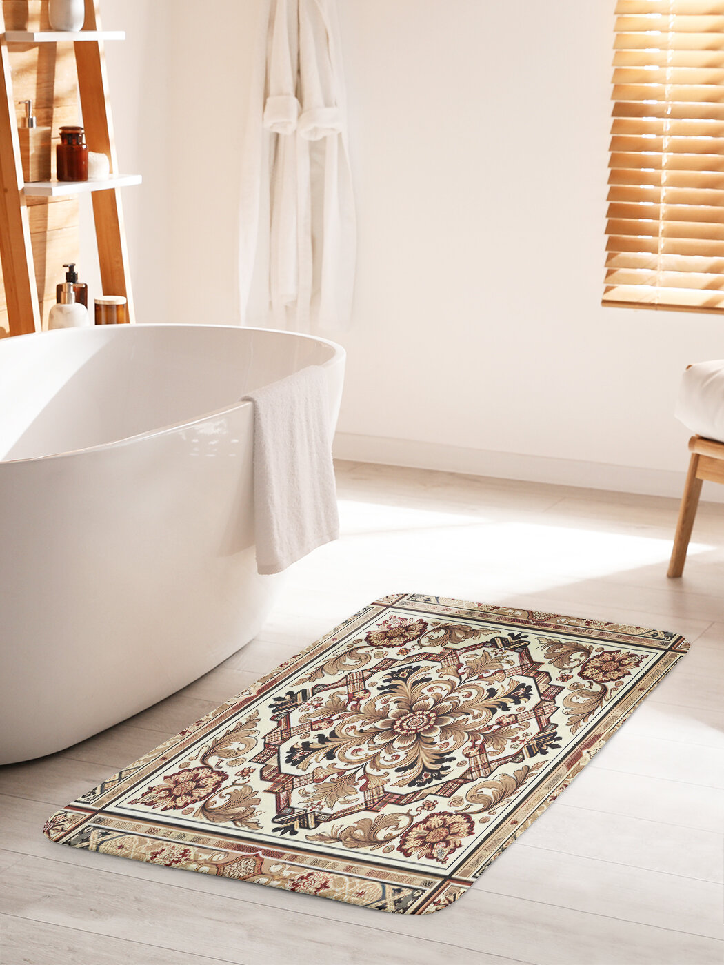 Коврик для ванной комнаты и туалета противоскользящий "Цветочный орнамент" 60х100 см, JoyArty