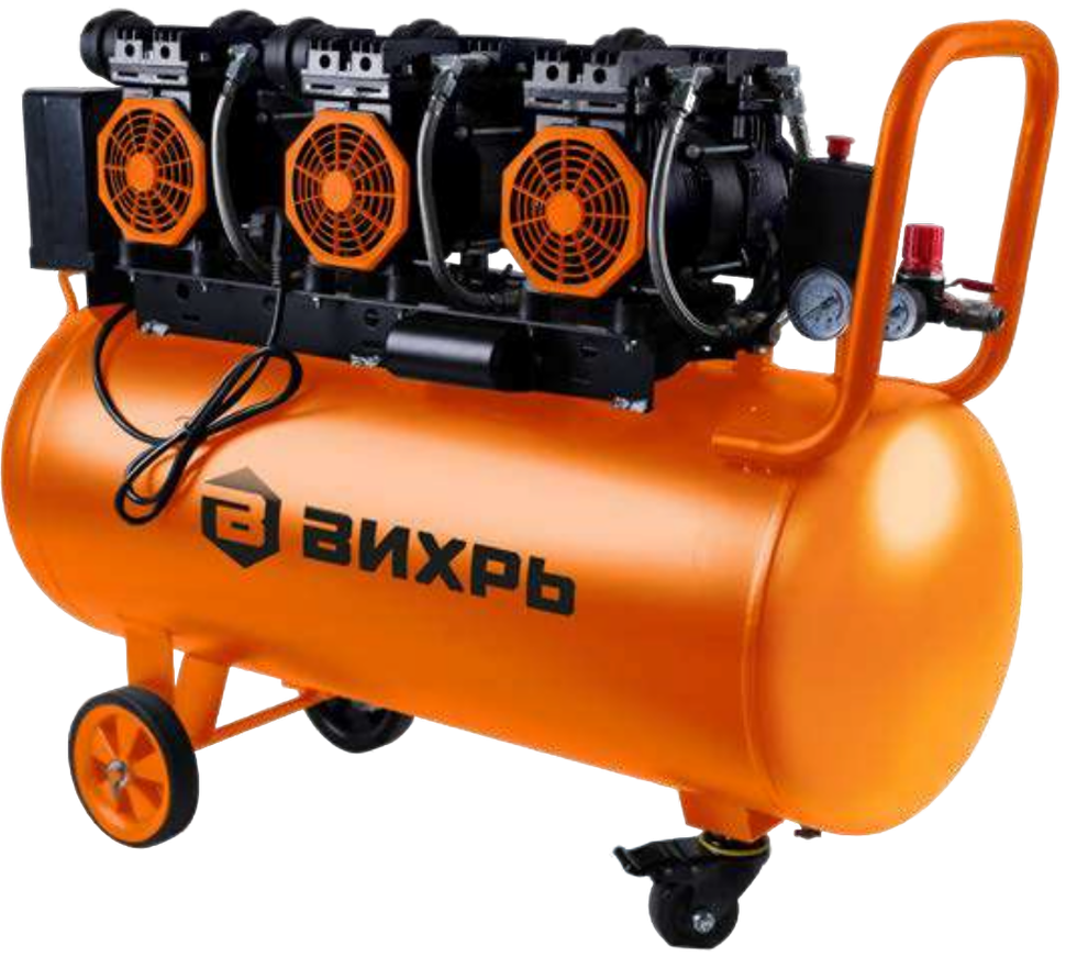Компрессор воздушный безмасляный 100л, 900л/мин КП-900/100 (малошумный) Вихрь
