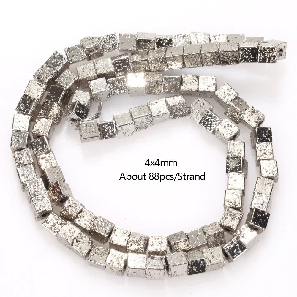 Бусины кубик 4x4 мм, серебряный, Dark Silver, 88 шт