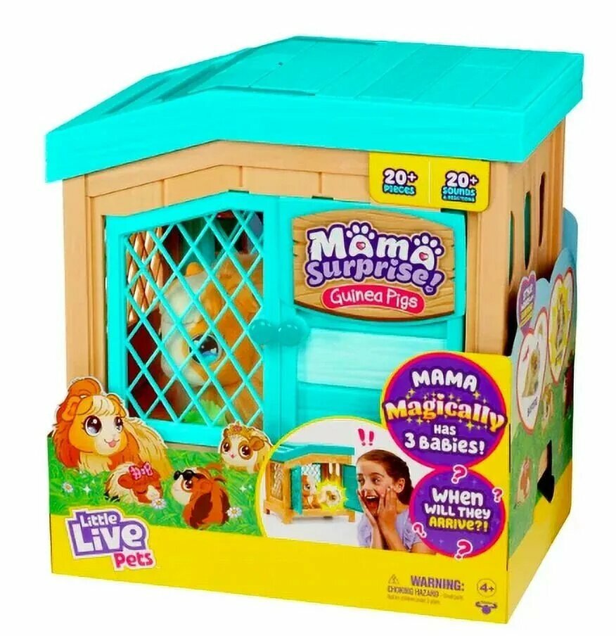 Little Live Pets Mama Surprise Guinea Pigs Playset / Мать-морская Свинка И Ее Домик / Интерактивные Домашние Животные Цельный Набор