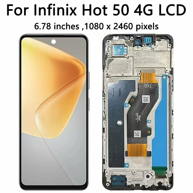 6.78 дюймов IPS LCD для Infinix Note 50 4G, X6882, X6882B, дисплей с рамкой, сенсорный экран, сборка панели диджитайзера