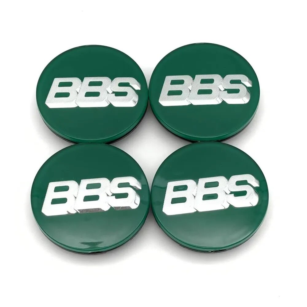 Колпаки ступицы колеса BBS 4 шт. Зеленые с логотипом. Заглушки для литых дисков 60 мм