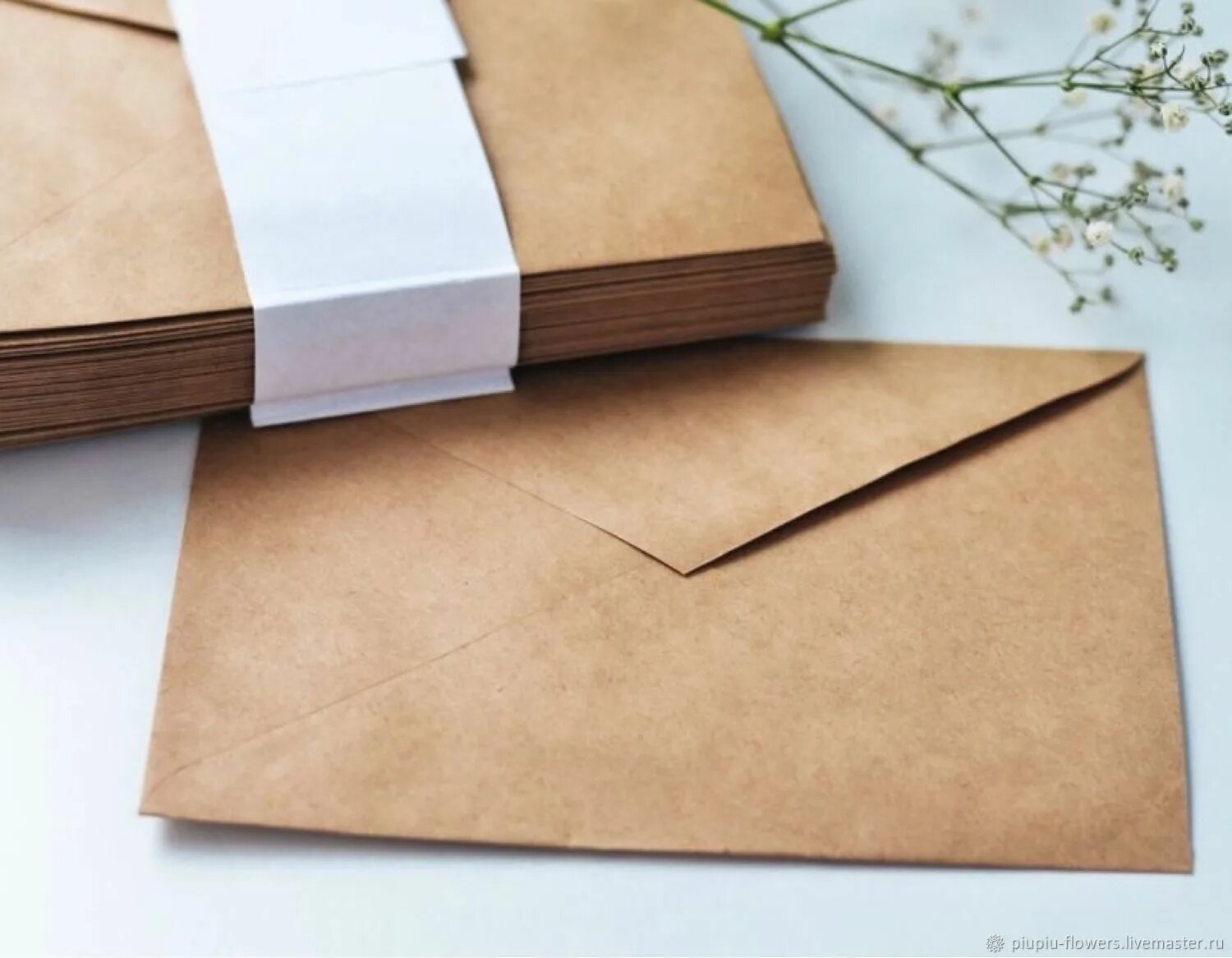Бумажные крафт конверты С5 162х229 мм 50 шт, почтовые конверты для упаковки и подарков