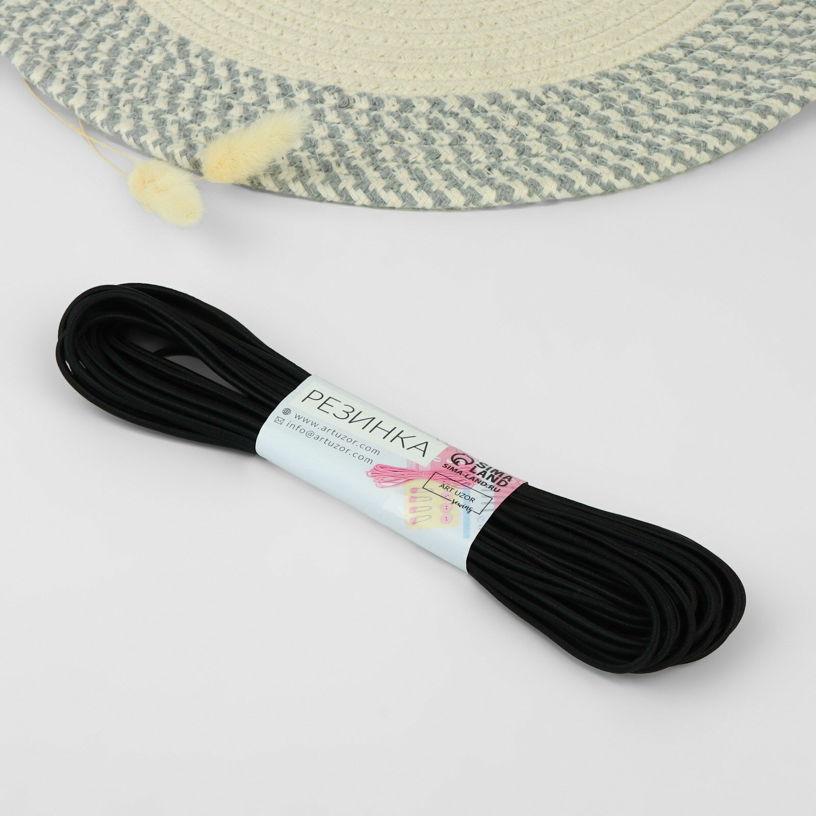 Резинка шляпная, 3 мм, 10+-0.5 м, чёрная, вид: шляпная, цвет: чёрный