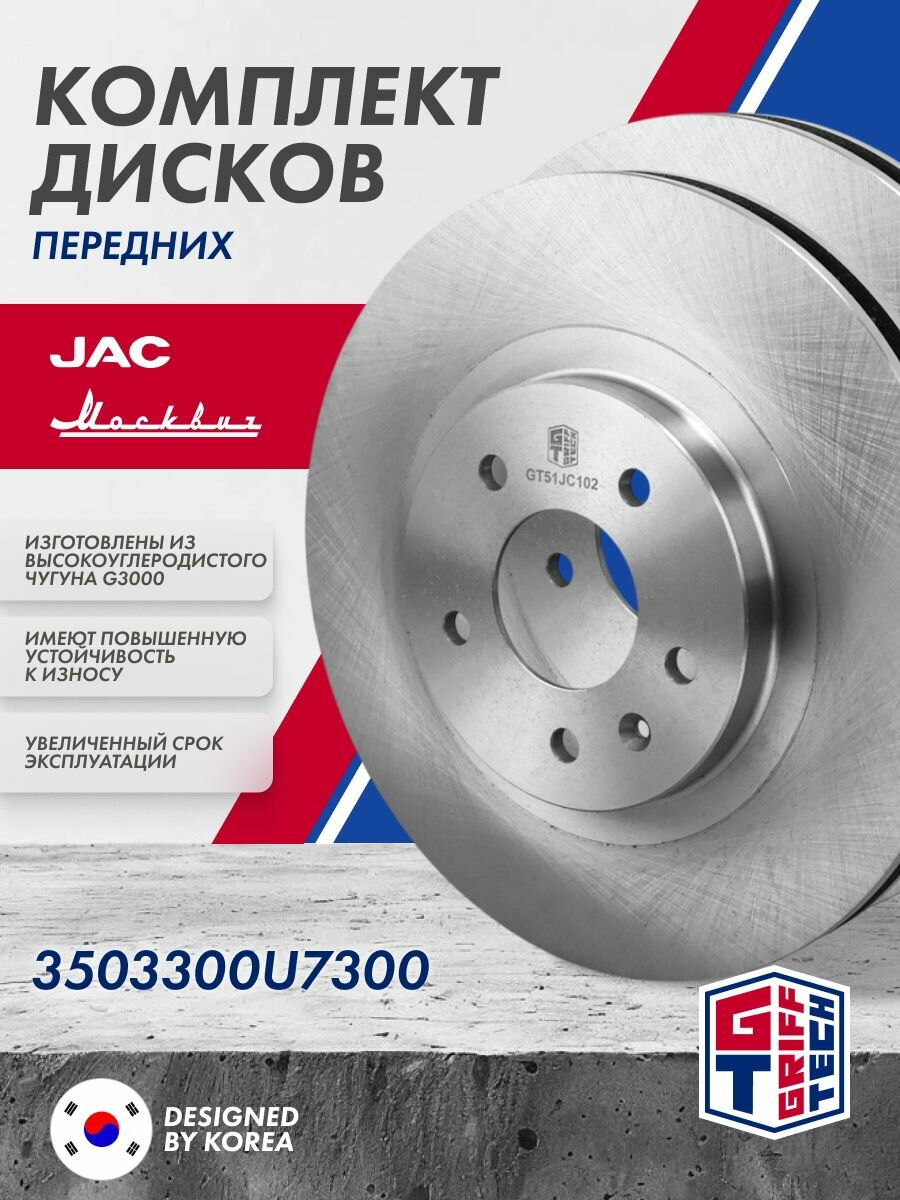 Диск тормозной (Комплект 2 ШТ) передний JAC J7, Moskvich 6 ; 3503300U7300