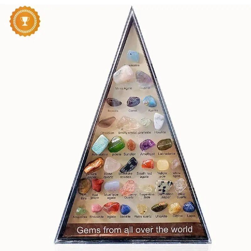 GM Коллекция камней, набор минералов, самоцветов из 36 натуральных камней, набор для творчества - опыты и эксперименты для детей, подарок для девочки, подарок для мальчика