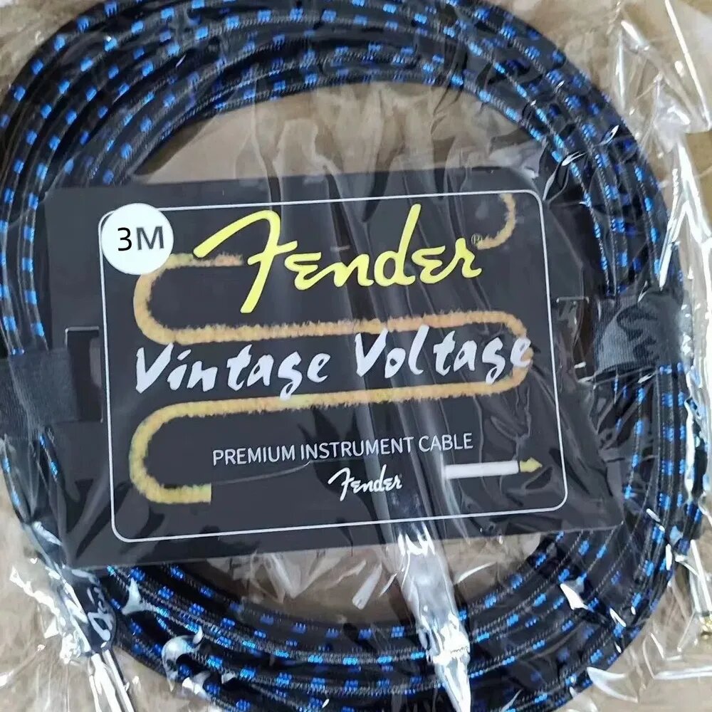 Премиум гитарный кабель желтый 3 метра 6.3 jack Fender Vintage Voltage, шнур для для электрогитары, электроакустической, провод для комбика.