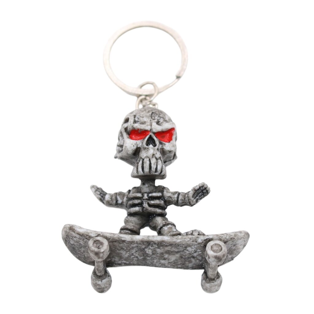 Брелок с черепом для ключей от автомобиля в виде скейтборда, Модный аксессуар, Брелок-подвеска в виде черепа