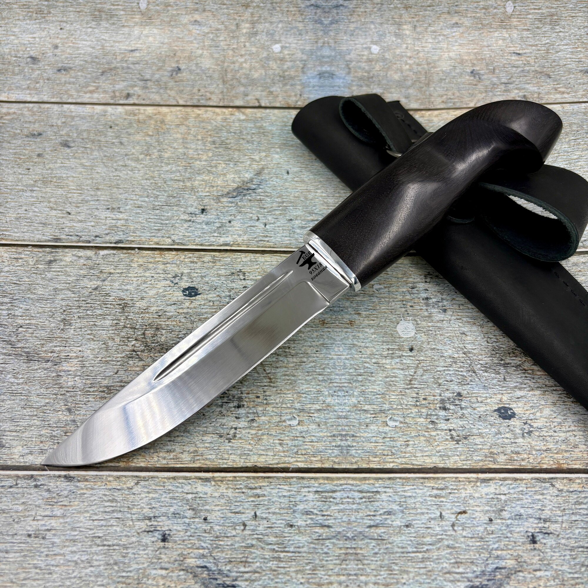 Нож Пуукко 95Х18 черный граб