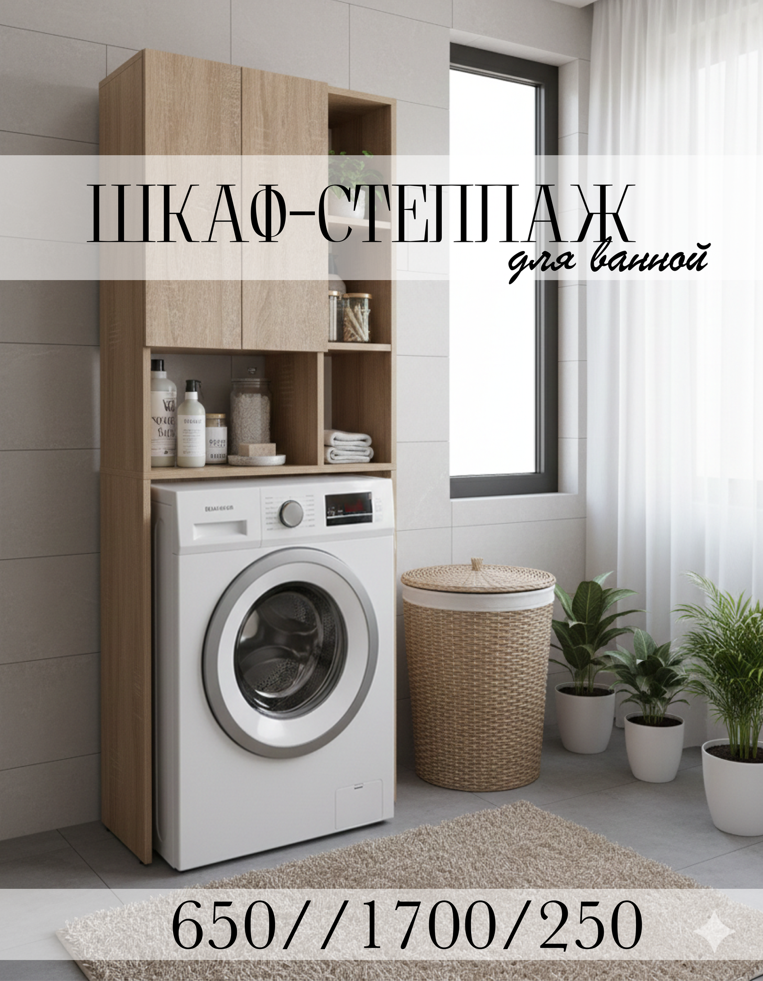 Шкаф для ванной над стиральной машинкой напольный, над унитазом