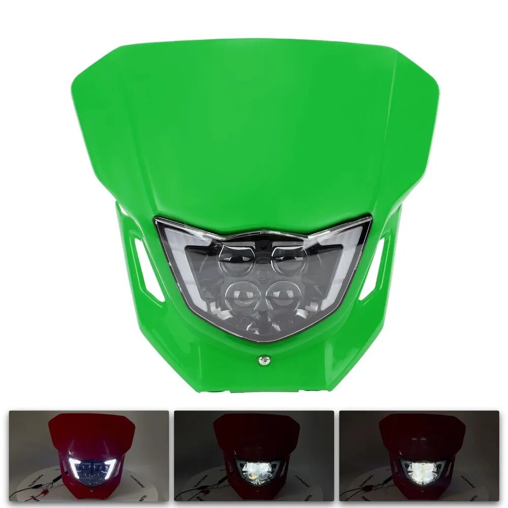 Фара для мототехники LED для мотоциклов Yamaha, Kayo, BSE, WR, YZ 250F/450, TT125, T2, Z4, Зеленый, ABS пластик