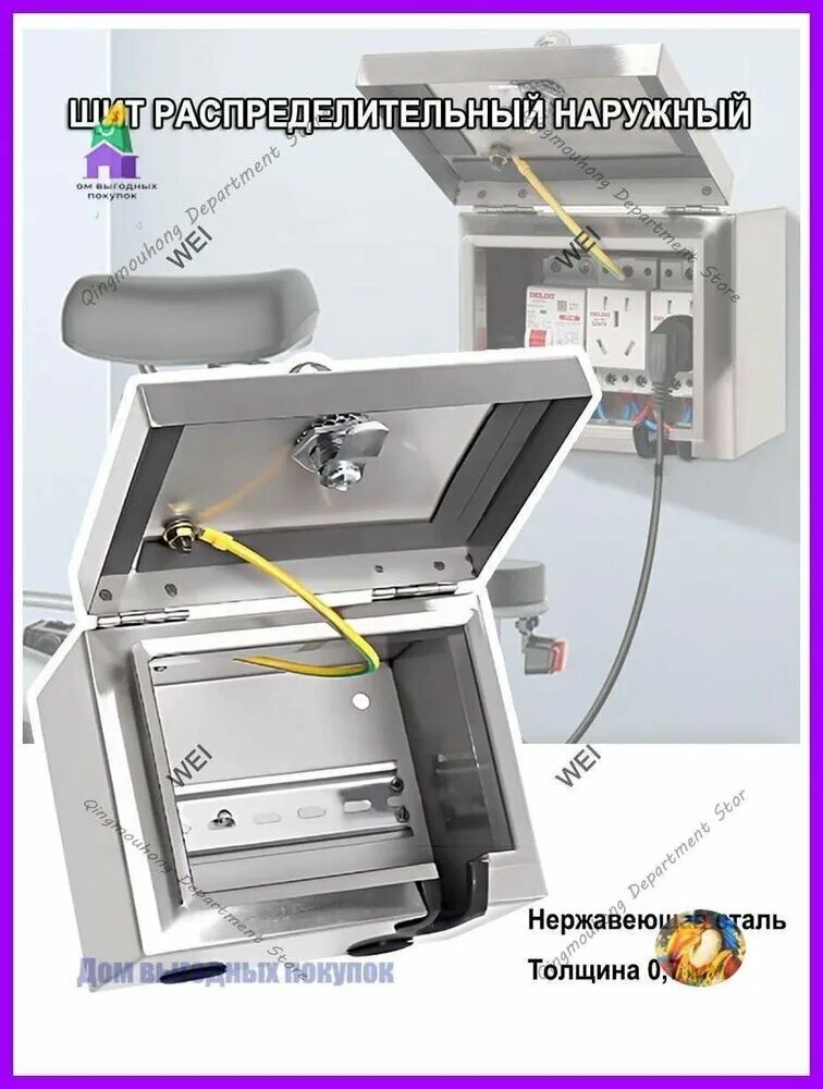 Распределительный бокс щиток электрический для автоматов металлический уличный для счетчика навесной