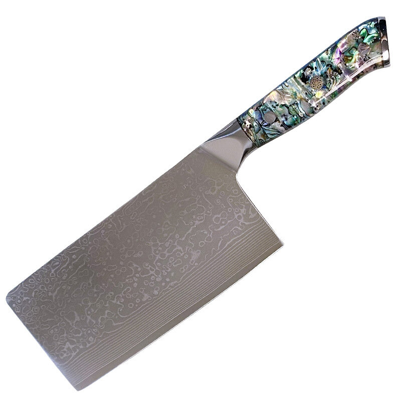 Набор ножей из дамасской стали для домашнего использования, поварской нож, кухонные ножи, не требующие заточки, рукоятка с узором в виде ракушек, острый маленький кухонный нож для экспорта.