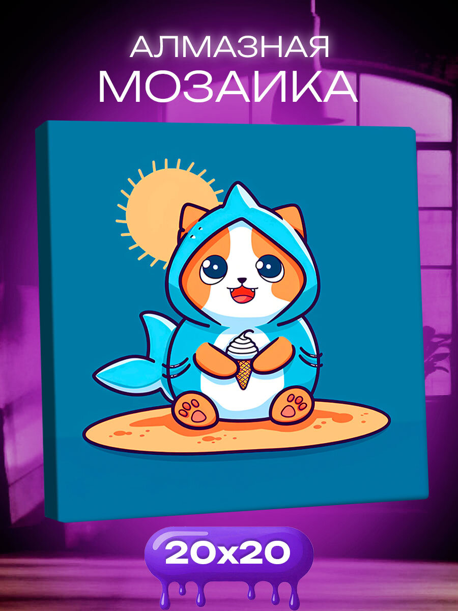 Алмазная мозаика маленькая Кот акула