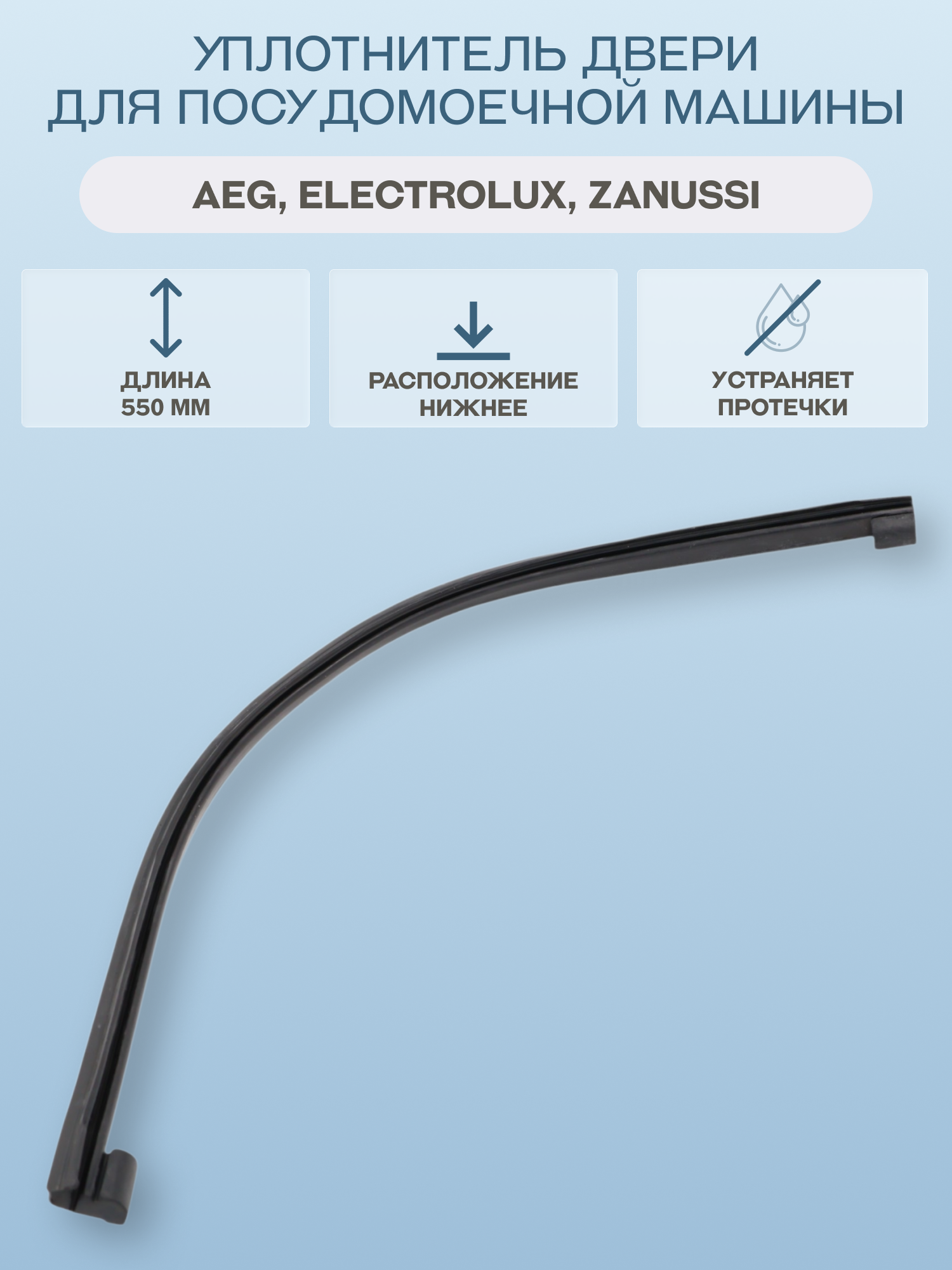 Уплотнитель двери для посудомоечной машины AEG, Electrolux, Zanussi, нижний/140055636017