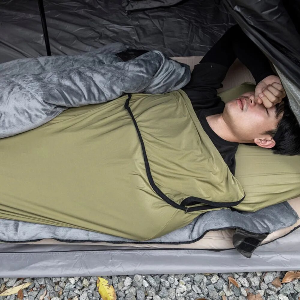 Спальный мешок Koala Sleeping Bag для кемпинга, зеленого цвета, эластичный, с компрессионным мешком — фото 1