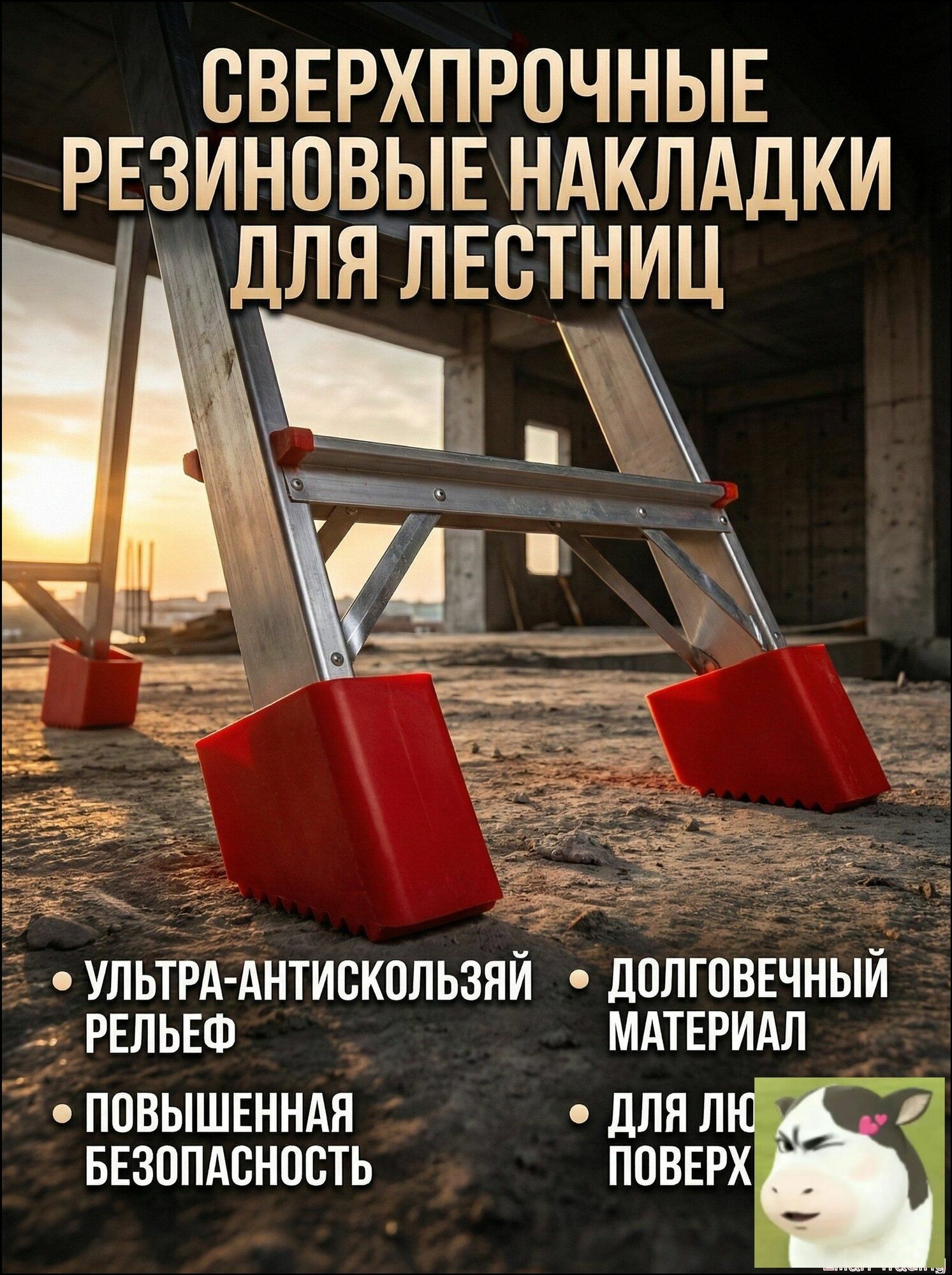 Набор резиновых ножек для лестницы, 50x20 мм, Красный
