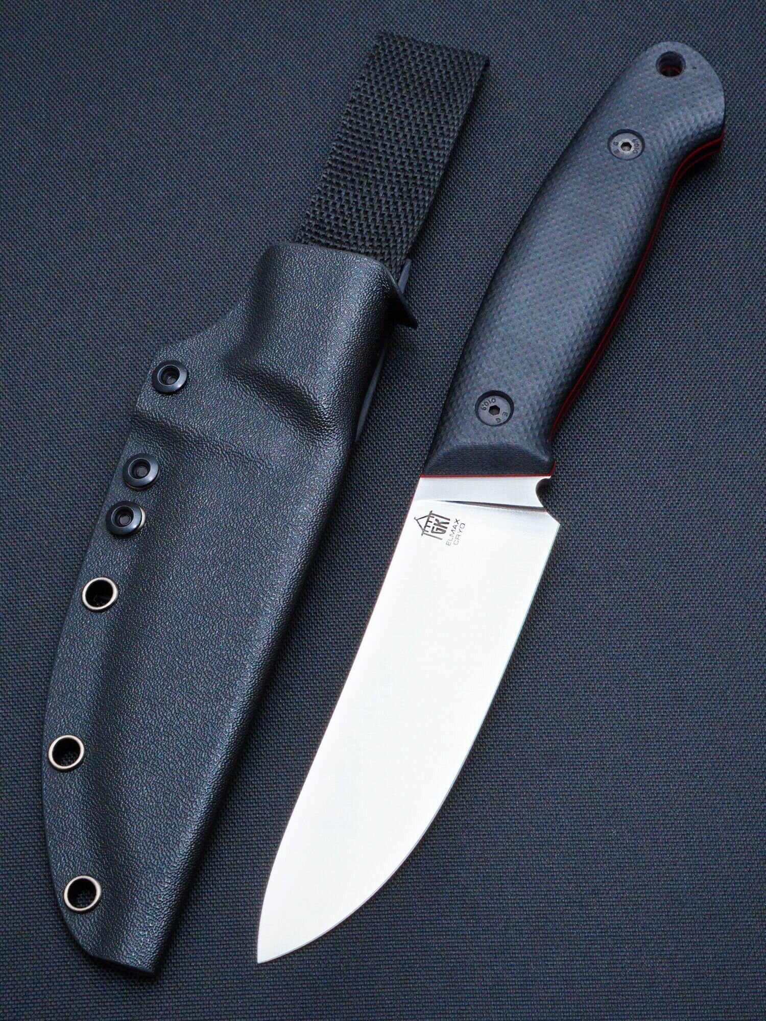 Нож туристический Охотник, Elmax Cryo, G10 Черный-Красный, Град Горький (Gorky Knives)