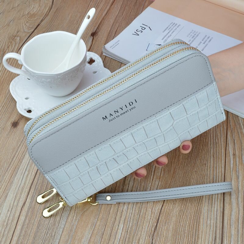 Серый, Женский модный кошелек, размер：19,5*10*4cm, удобный в использовании, женский аксессуар