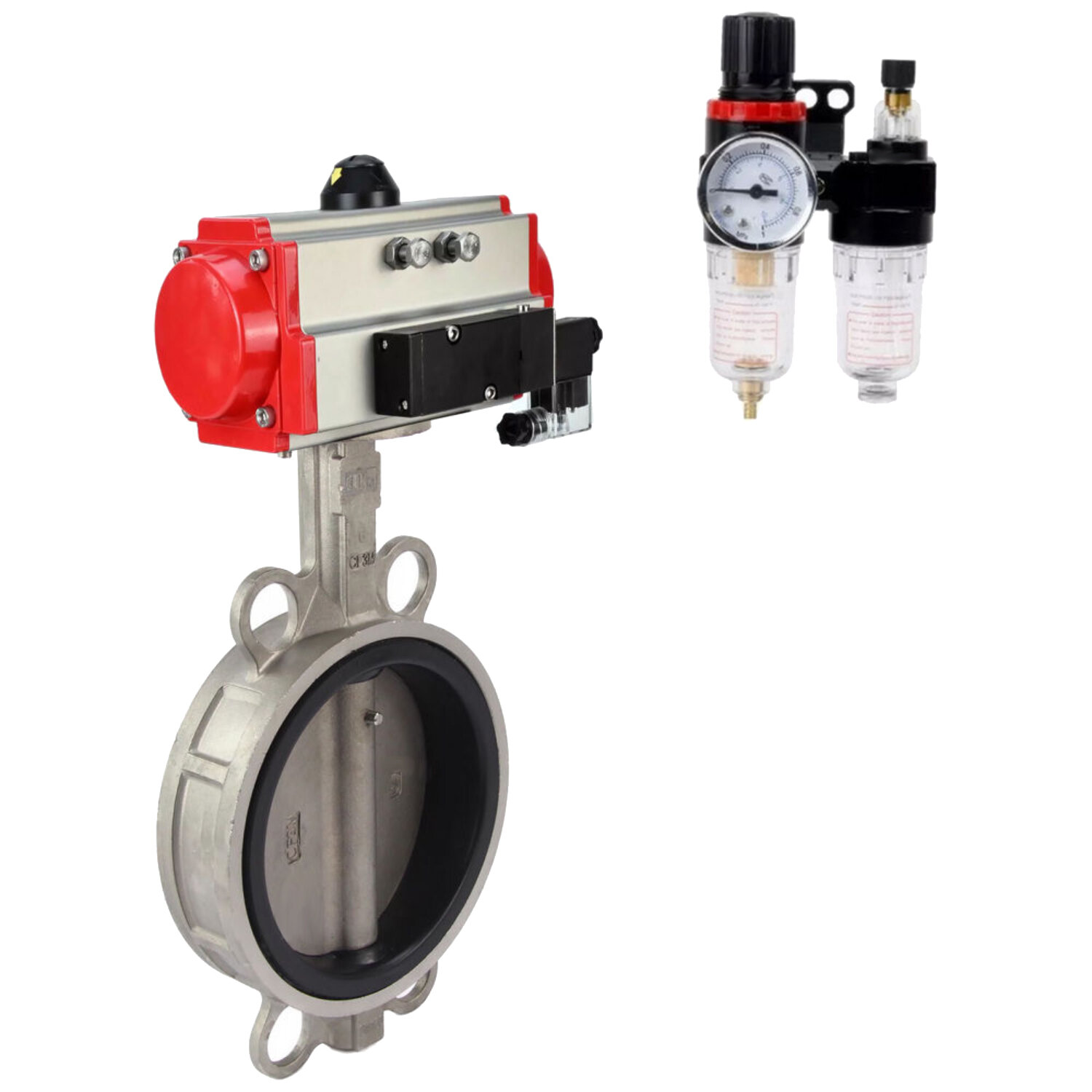 Затвор DN.ru 316L-316L-EPDM Ду300 Ру16, с пн. прив. DA-140, пн. распр. PND1-T10-220VAC NAMUR, БПВ