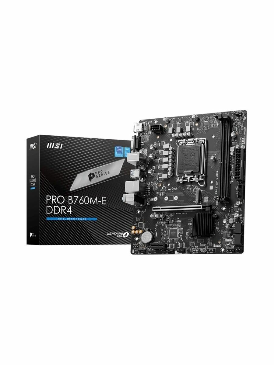 Материнская плата MSI PRO B760M-E DDR4, LGA 1700, Intel B760, 2xDDR4