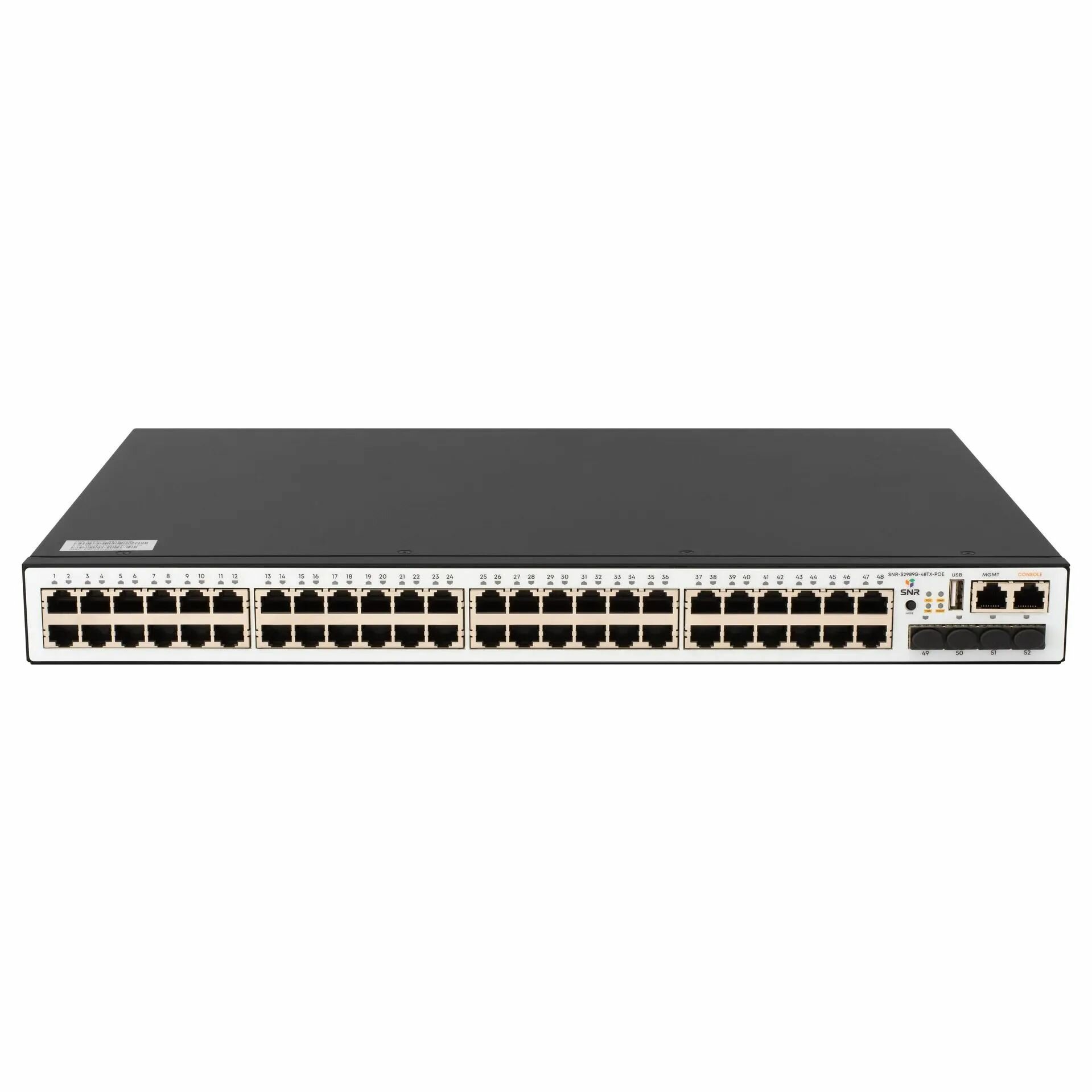 SNR SNR-S2989G-48TX-POE Управляемый PoE коммутатор уровня 2, 48 портов 10/100/1000Base-T с поддержкой PoE, 4 порта 1/10G SFP+, PoE 740 Ватт