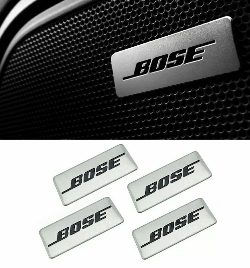 4 шт. 3D металлические эмблемы BOSE для авто, наклейки на динамики, алюминиевый шильдик для BMW Audi Toyota Mercedes Honda
